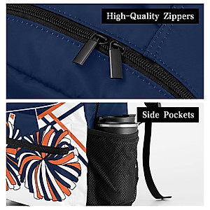 SunFancyCustom Custom Cheer Cheerleader Navy Blue Orange Personalized Causual Shoulder Bag Sports Leisure Camping Backpack for Women Men