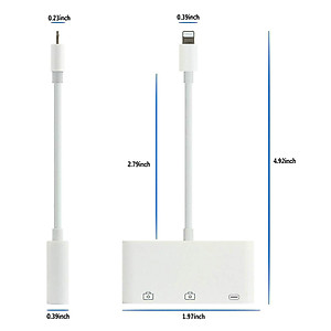 Lightning to USB3 Camera Adapter,rosyclo Apple MFi Certified 3 in 1 USB 2.0 Female Cable OTG Adapter with Charging Port,Compatible with iPhone12/11/11Pro/X/8/7/6/iPad,USB Drive,MIDI Keyboard,Mouse