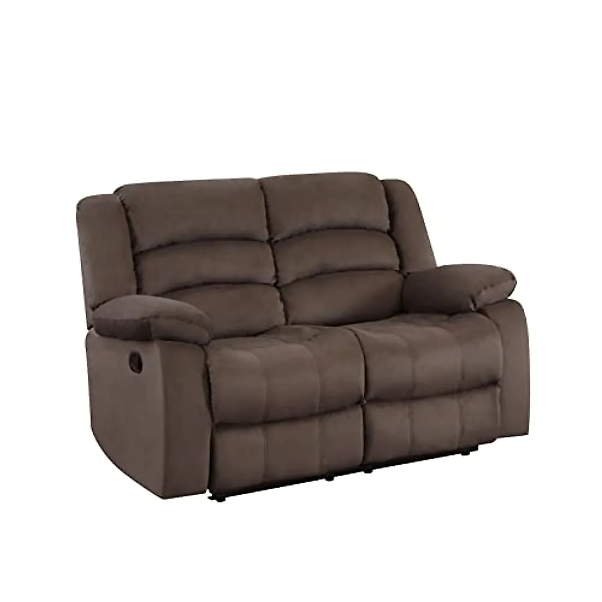 Blackjack Furniture Winthrop 60" Modern Manual Reclining Loveseat, Soft Microfiber Upholstery, Extra Padded Back, Lumbar Support & Smooth Reclining Mechanism, Space-Saving Recliner, Loveseat, Brown