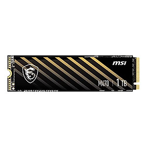 MSI M470 M.2 2280 1TB PCI-Express 4.0 x4 NVMe 1.3 3D NAND Internal Solid State Drive, Bundle with Mytrix Heatsink Cooler 2280 M.2 SSD Double-Sided Heat Sink with Silicone Thermal Pad for PS5/PC - Gray