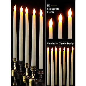 Funtery 48 Pcs Flameless LED Taper Candles Fake Candles Battery Operated Candles Bulk 11 Inch Flickering Taper Candles LED Tall Candles for Christmas Valentine's Day Church Wedding(Ivory)