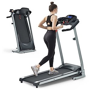 Home Foldable Treadmill with Incline, Folding Treadmill for Home Workout, Electric Walking Treadmill Machine 15 Preset or Adjustable Programs 250 LB Capacity MP3 (Black)