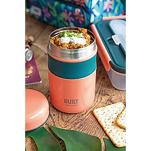 BUILT Double Wall Vacuum Insulated Flask for Hot and Cold Foods, 490 ml, Tropics