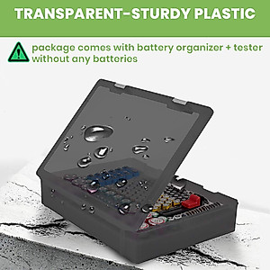 2 Pcs Battery Organizer Holder- Batteries Storage Containers Box Case with Tester Checker BT-168. Garage Organization Holds 225 Batteries AA AAA C D Cell 9V 3V Lithium LR44 CR2 CR1632 CR2032