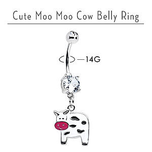Body Candy Cute Moo Cow Belly Ring
