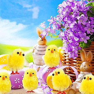Peohud 60PCS Easter Chicks, Mini Yellow Chicks Easter Hunt Decorations for Kids Party Favors, Easter Basket Stuffers