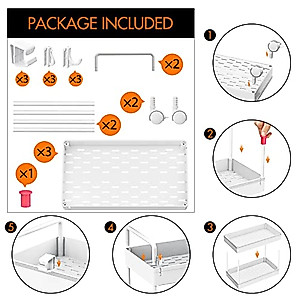 Ronlap 3 Tier Classic Slim Storage Cart with Wheels Slide Out Plastic Rolling Utility Cart Organizer for Bathroom Laundry Room Kitchen Office Narrow Place, White