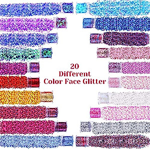 Chunky Glitter for Nails, Cridoz 20 Colors Chunky Face Glitter Holographic Hair Resin Craft Glitter Cosmetic Glitter for Eyeshadow Makeup Rave Festival Parties Face Painting Nail Art Resin