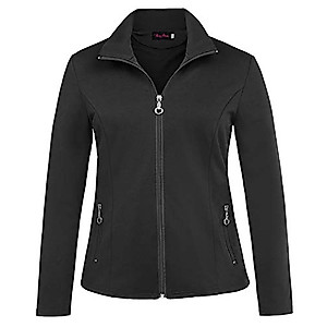 Hanna Nikole Womens Plus Size Long Sleeve Full Zip Up Jacket for Outdoor 18W Black