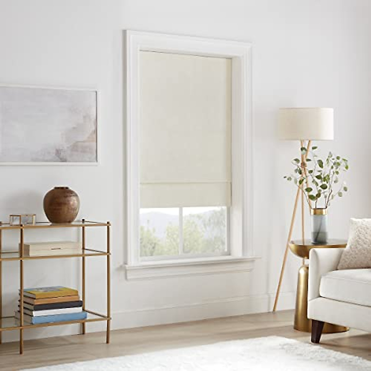 Eclipse Drew Noise Reducing Blackout Cordless Lined Window Roman Shade for Living Room, 31 in x 64 in, Ivory
