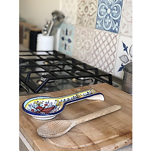 CERAMICHE D'ARTE PARRINI - Italian Ceramic Spoon Rest Holder Decorated Lily Pottery Hand Painted Made in ITALY Tuscan