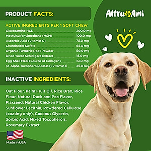Glucosamine for Dogs - Hip & Joint Supplement for Dogs - Arthritis Pain Relief Chews with Chondroitin, MSM, Turmeric, Vitamin C & E - for Large, Medium & Small Dog - Health Supplies Made in USA