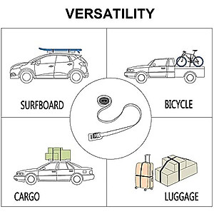 WONITAGO Premium 'No Scratch' Silicon Tie Down Cam Straps for Surfboards, Kayaks, SUP Paddleboards, Canoes, Snowboards 15ft (Pair)