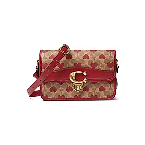 Coach Coated Canvas Signature with Heart Print Studio Shoulder Bag Tan Red Apple One Size