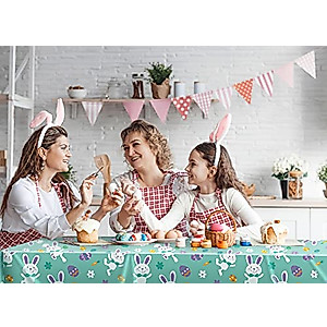 CAKKA Easter Tablecloth Plastic 54x108 Inch, 2Pack Disposable Easter Egg Tablecloth, Rectangle Easter Table Cloth Table Cover for Easter Table Decor Decorations