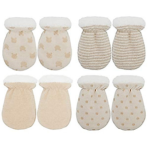 Newborn Mitten Gloves No Scratch Mittens Winter Warm Cotton Glove for Baby Boys Girls 0-12 Months Color Set 6