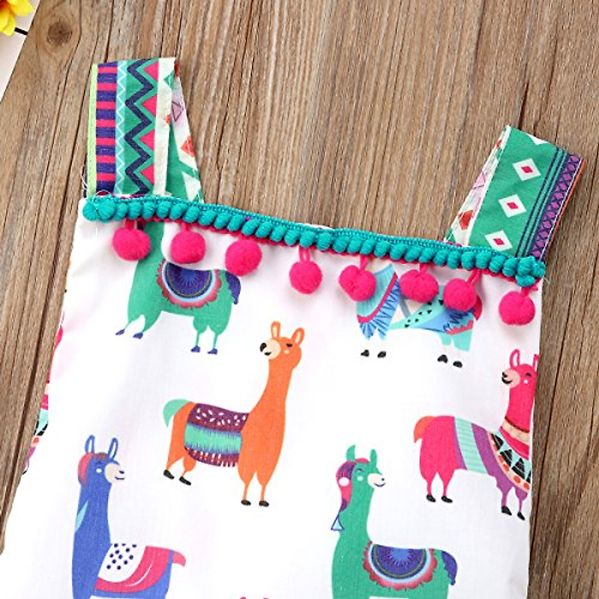 Lamuusaa Newborn Infant Toddler Baby Girls Colourful Alpaca Pattern Tank Tops Summer Bodysuit Romper Jumpsuit (80/6-12M, Multicoloured)