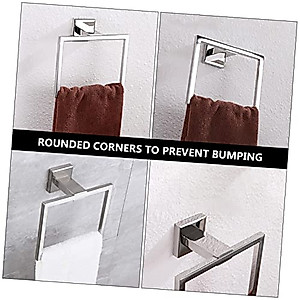 Yardwe 1pc Square Towel Ring Wall Mounted Towel Holder Wall Mounted Towel Rack Square Towel Holder Adhesive Towel Ring Bathroom Towel Ring Towel Ring Holder Stainless Steel Towel Holder