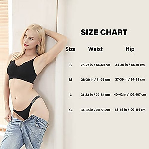 LEVAO Sexy Panties, Thongs for Women Letter Rhinestones G-String Low-rise Tanga Stretch Underwear Multipack (3-6 pack,S-XL)