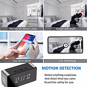 Spy Camera WiFi Hidden Camera Alarm Clock, 4K Wireless Spy Nanny Cam for Home Indoor Security, Remotely Access Camera and Real-time Monitoring with Night Vision & Motion Detection Alert