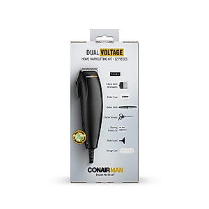 ConairMAN Dual Voltage, Hair Clippers for Men, 12-piece Hair Clipper, Great for Travel