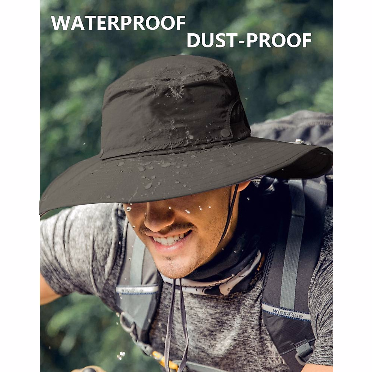 Mens Sun Hat with UV Protection Wide Brim Sun Hats for Men Waterproof Sun Hats for Fishing Hiking Camping Army-Green