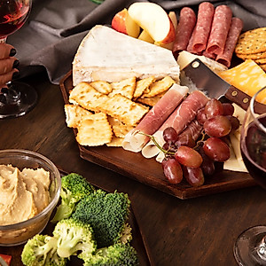 Acacia Wood Serving Trays - Set of 2 (12-Inch and 10-Inch Plates) Wooden Home Decor Platters for Fruit, Vegetables, Appetizer Serving Tray, Food, Cheese Board, Small Charcuterie, Party Entertaining