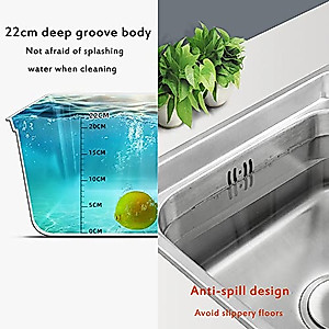Single Bowl Prep Kitchen Sink, 24x17in, 25x17in, 26x18in, 29x18in Drop-in Stainless Steel Sink for Garage Restaurant Bar, with Drain and Faucet (Color : Hot and Cold Water Faucet, Size : 24x17in)