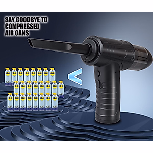 Bsteciar Compressed Air Duster, 3 in 1 Electric Air Duster/Mini Computer Vacuum/Inflat Swim Ring, Portable Handheld Air Blower for Keyboard, Car, Home, 3 Speeds