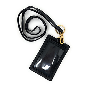 Tory Burch Emerson Leather ID Lanyard With Keyring Black