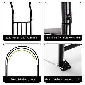 Giantex Garden Arbor, 7.2FT Wedding Arch Garden Trellis with 8 Stakes, Metal Garden Arch for Climbing Plants Vines Rose, Outdoor Archway for Wedding Bridal Party Lawn Decoration, Easy Assembly