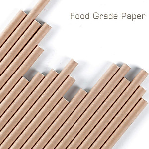 Webake Smoothie Straws 0.4 Inch Wide Paper Straws, Bulk 100 Pack Brown Kraft Jumbo Drinking Straws, Great for Smoothies, Bubble Tea, Shake