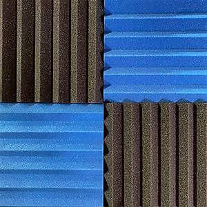 Pro Studio Acoustics - Blue/Charcoal - 12"x12"x2" Acoustic Wedge Foam Absorption Soundproofing Tiles - 12 Pack