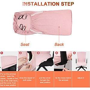 Tatuo 3 Pcs Computer Office Chair Cover Universal Rotating Chair Slipcovers Protector Removable Washable Office Chair Armrest Covers with Zipper for High Back Chair Seat Backrest Pads, Large, Pink