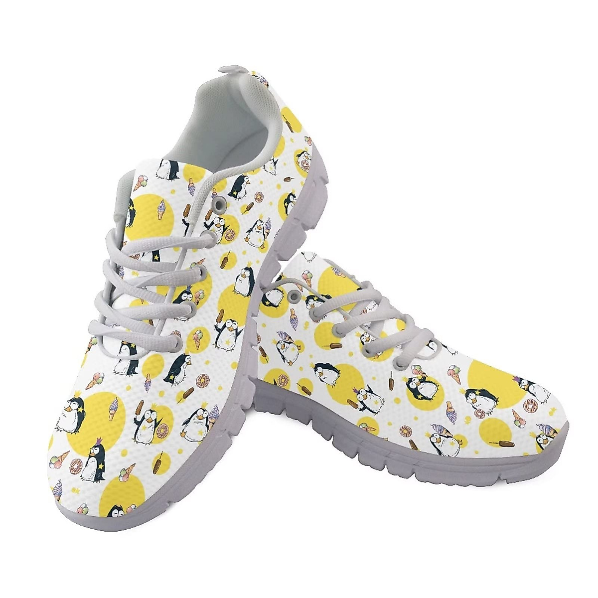 Jeiento Womens Running Shoes Lightweight Breathable Tennis Shoes Non Slip Fashion Walking Sneakers Cute Penguin Print