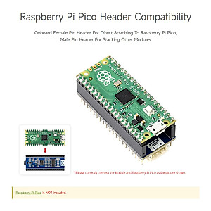 Waveshare Audio Expansion Module for Raspberry Pi Pico Wide Range Audio Sampling Rate Headphone and Speaker Signal Output at The Same Time