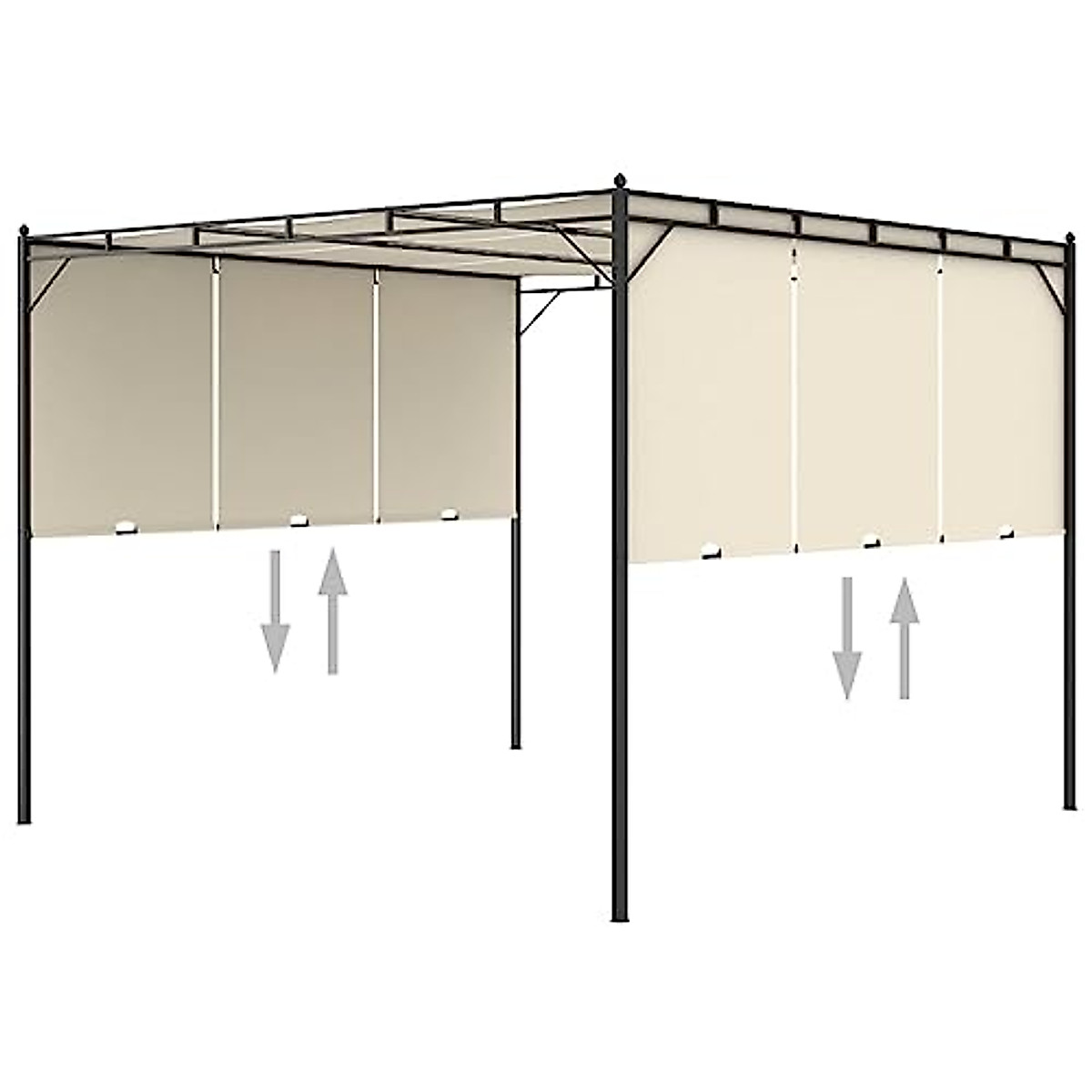 Garden Gazebo with Side Curtain,Outdoor Gazebo,Hardtop Gazebo,Patio Gazebo,Backyard Gazebo,Camping Gazebo,for Barbeque, Patio, Deck,Garden Party,Markets,118.1"x118.1"x88.6" Cream
