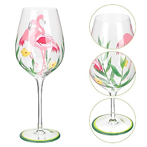 Flamingo Painted Wine Glasses Hand- Painted Wine Cup Glass Drinking Cup Juice Goblets Beverage Milk Shake Glasses Cup Birthday Gift for Friends Sangria Glasses