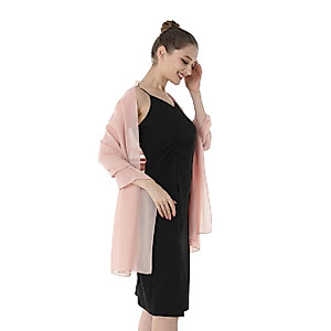 Baoqiya Women's Scarf Shawls and Wraps for Evening Dress Chiffon Shawl Soft Elegant Silky Pashmina Wedding Bridal Scarves(Blush, 79"×19")