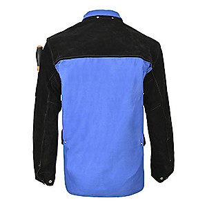 QeeLink Welding Jacket Split Leather Sleeves | Premium Flame Resistant Cotton Body Welder Jackets