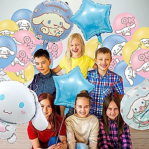 Cinnamoroll Birthday Decorations, 17PCS Anime Foil Balloons Party Balloons, Kawaii Cartoon Theme Birthday Party Supplies For Girls Party Supplies Party Decoration Favors Foil Balloon Set