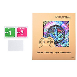 eXtremeRate Full Set Faceplate Skin Decals Stickers and 2 Led Lightbar for ps4 Slim Console & 2 Controller Decal Covers - Psychedelic Cannabis