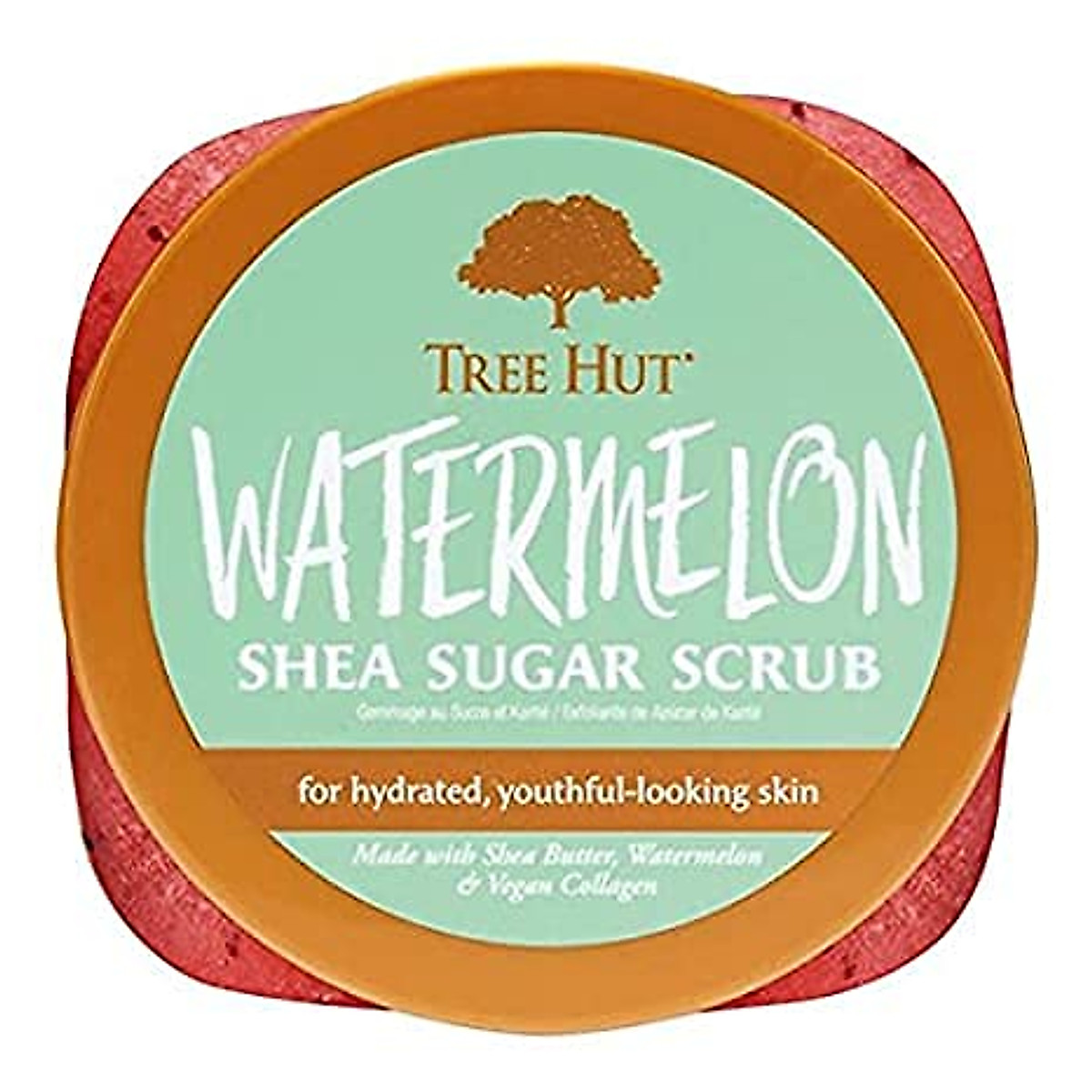 Giftician Tree Hut Watermelon Sugar Scrub, 2 pack - 18 oz jars, for hydrated, youthful-looking skin pink