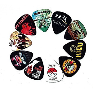 Legendary Bands Guitar Picks (10 medium picks in a packet)(For Music Lovers)… (Medium thickness (0.71mm))