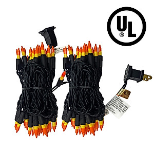 BOKING Halloween Orange Lights String Outdoor 100 Mini Waterproof Incandescent Indoor Decoration Plug in 23 Feet Used for Patio Party Festive Courtyard Home