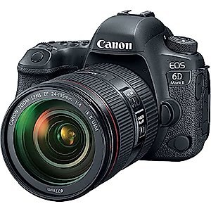 Canon EOS 6D Mark II DSLR Camera with 24-105mm f/4L II Lens (1897C009) + 64GB Memory Card + Case + Card Reader + Flex Tripod + Hand Strap + Cap Keeper + Memory Wallet + Cleaning Kit (Renewed)