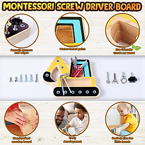CozyBomB™ Screwdriver Board Set for Kids - Montessori Preschool Toys for 1 Year Old Learning Fine Motor Skills Educational Screw Board Toy for 3+ Year Old Sensory STEM Wooden Tool Set Screwdriver