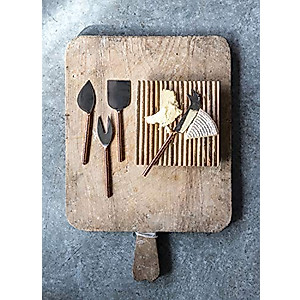 Creative Co-Op Stainless Steel Cheese Knives with Copper Finished Handle (Set of 4 Pieces in Drawstring Bag) Flatware, Brown