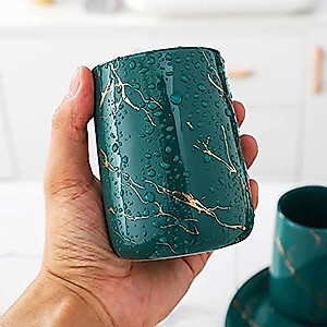 Soap Pump Dispenser 6pcs Ceramic Bathroom Accessories Set Bathroom Accessories for Bathroom Hotel Restroom Includes Soap Dispenser Toothbrush Holder Tumbler Soap Dish and Tray Bottles Dispenser ( Colo