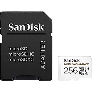 Garmin Dash Cam Mini 2, Tiny Size, 1080p and 140-degree FOV, Monitor Your Vehicle While Away w/ New Connected Features, Voice Control & SanDisk 256GB High Endurance Video microSDXC Card with Adapter